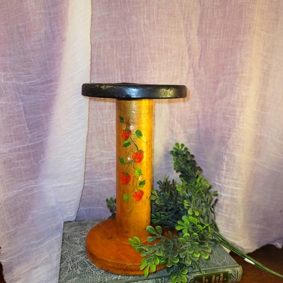 Other | Vintage Hand Painted Yarn Spool Wstrawberries | Poshmark